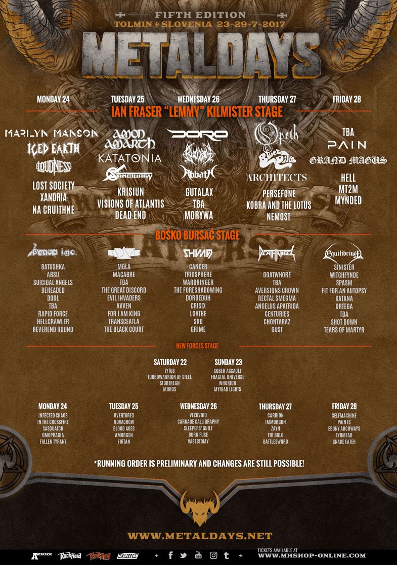 Metal Days 2017 Running Order | Metal Sound Magazine